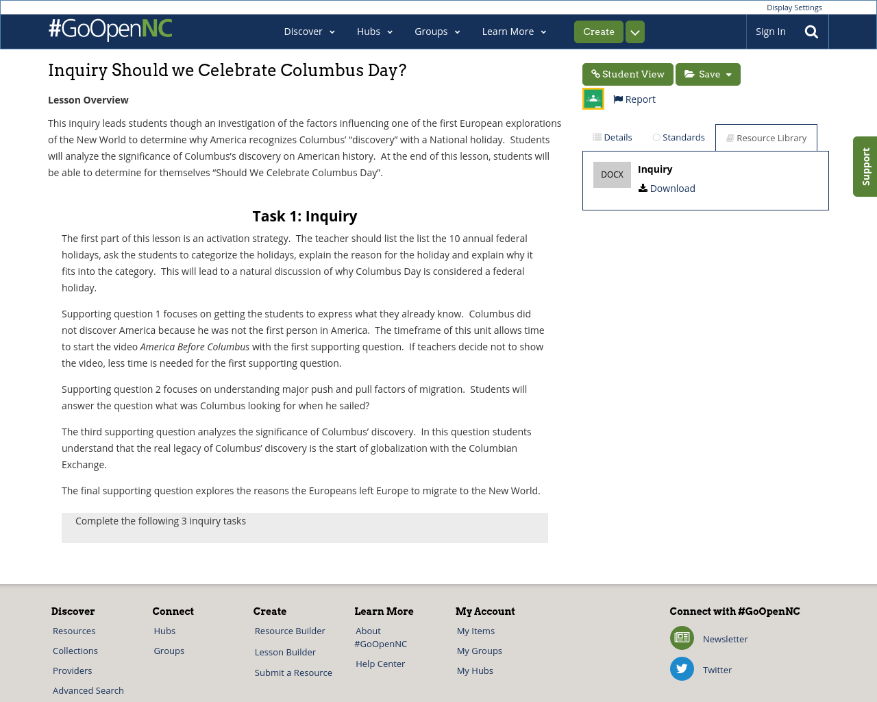 Inquiry Should we Celebrate Columbus Day? | Recent Activity | #GoOpenNC