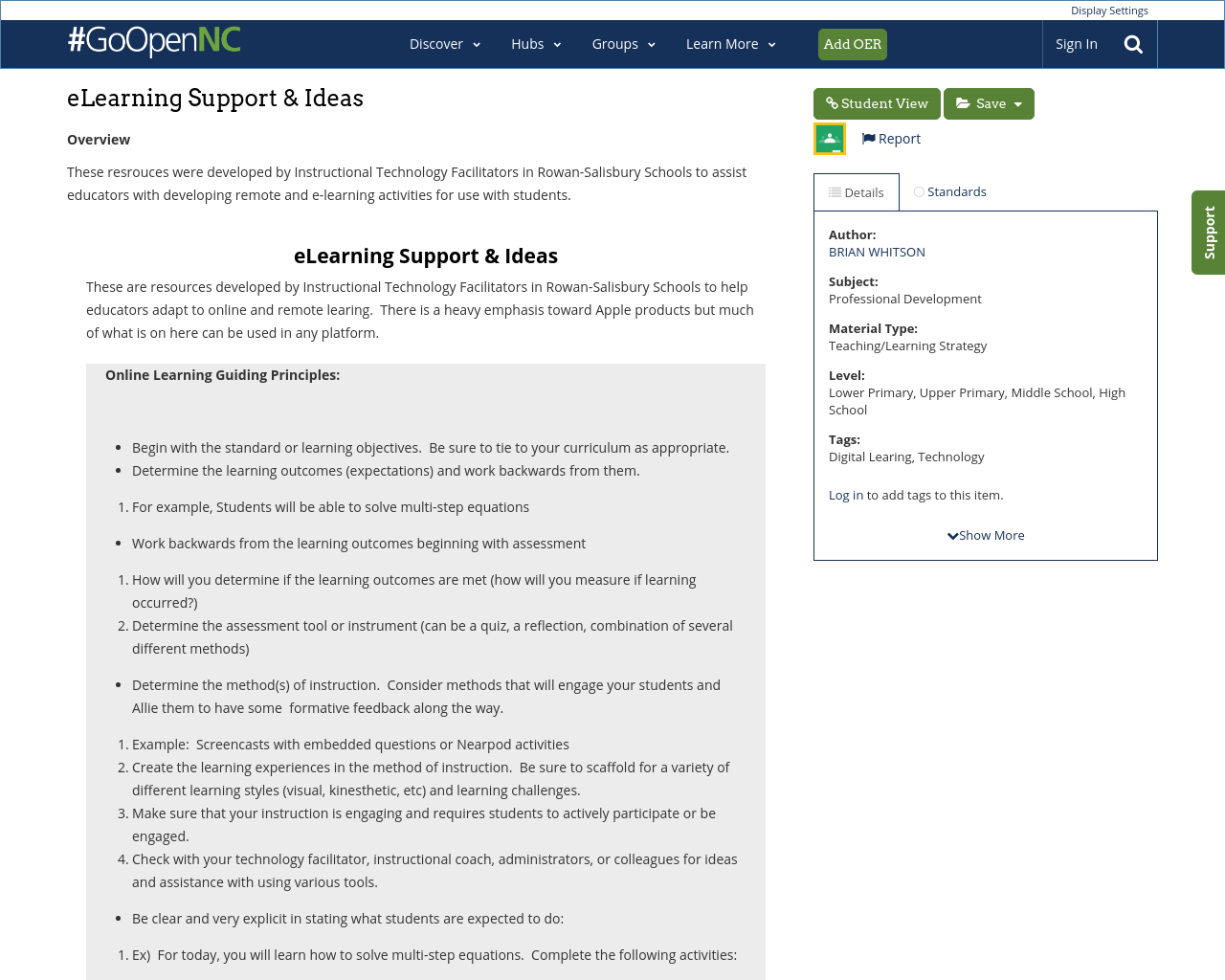 eLearning Support & Ideas | Recent Activity | #GoOpenNC