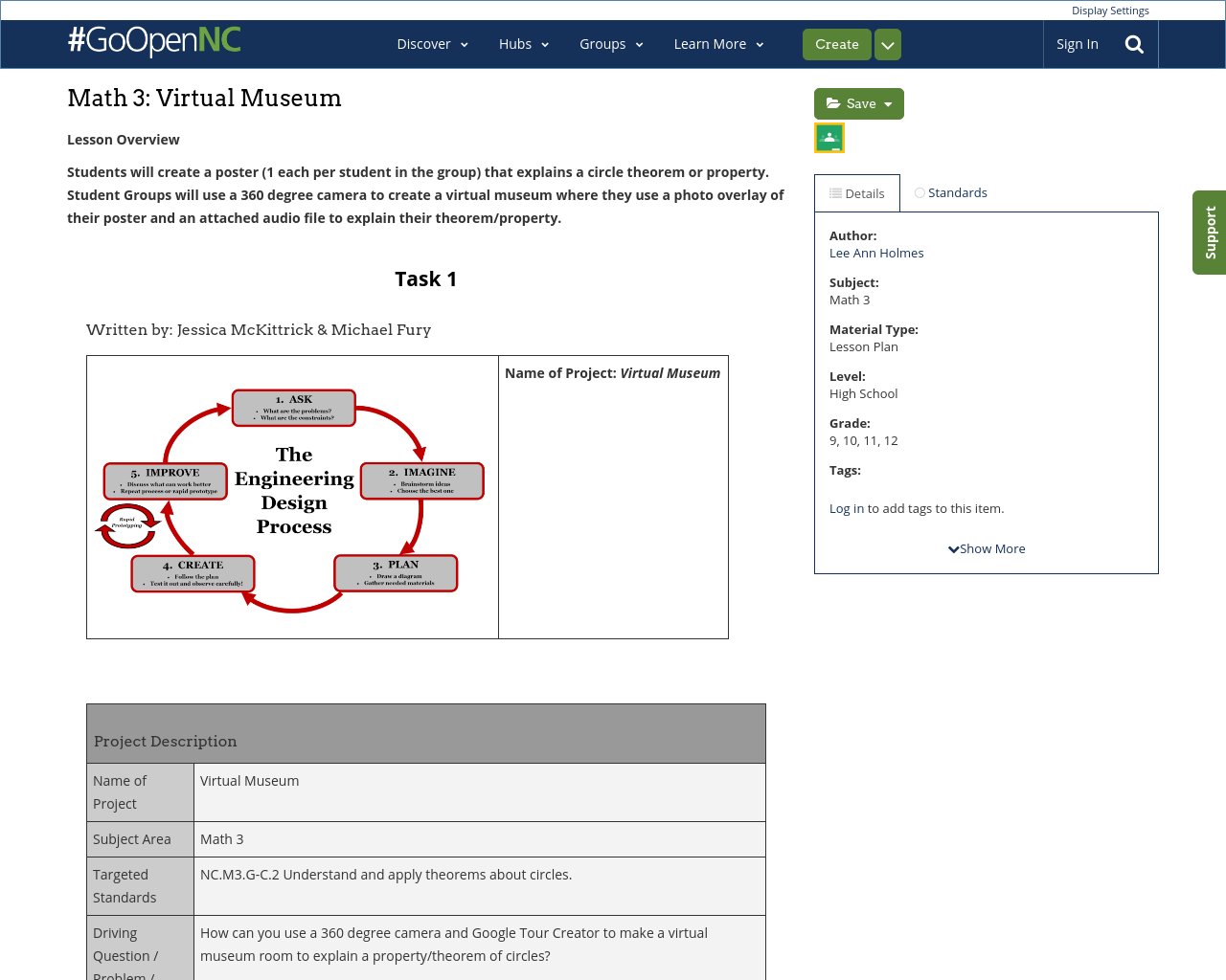Math 3: Virtual Museum | Recent Activity | #GoOpenNC