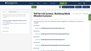 T4T Gr 4 C1 Lesson- Building Math Mindset Lessons#GoOpenNC