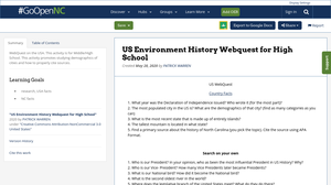 US Environment History Webquest for High School#GoOpenNC