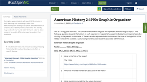 American History 2: 1990s Graphic Organizer#GoOpenNC