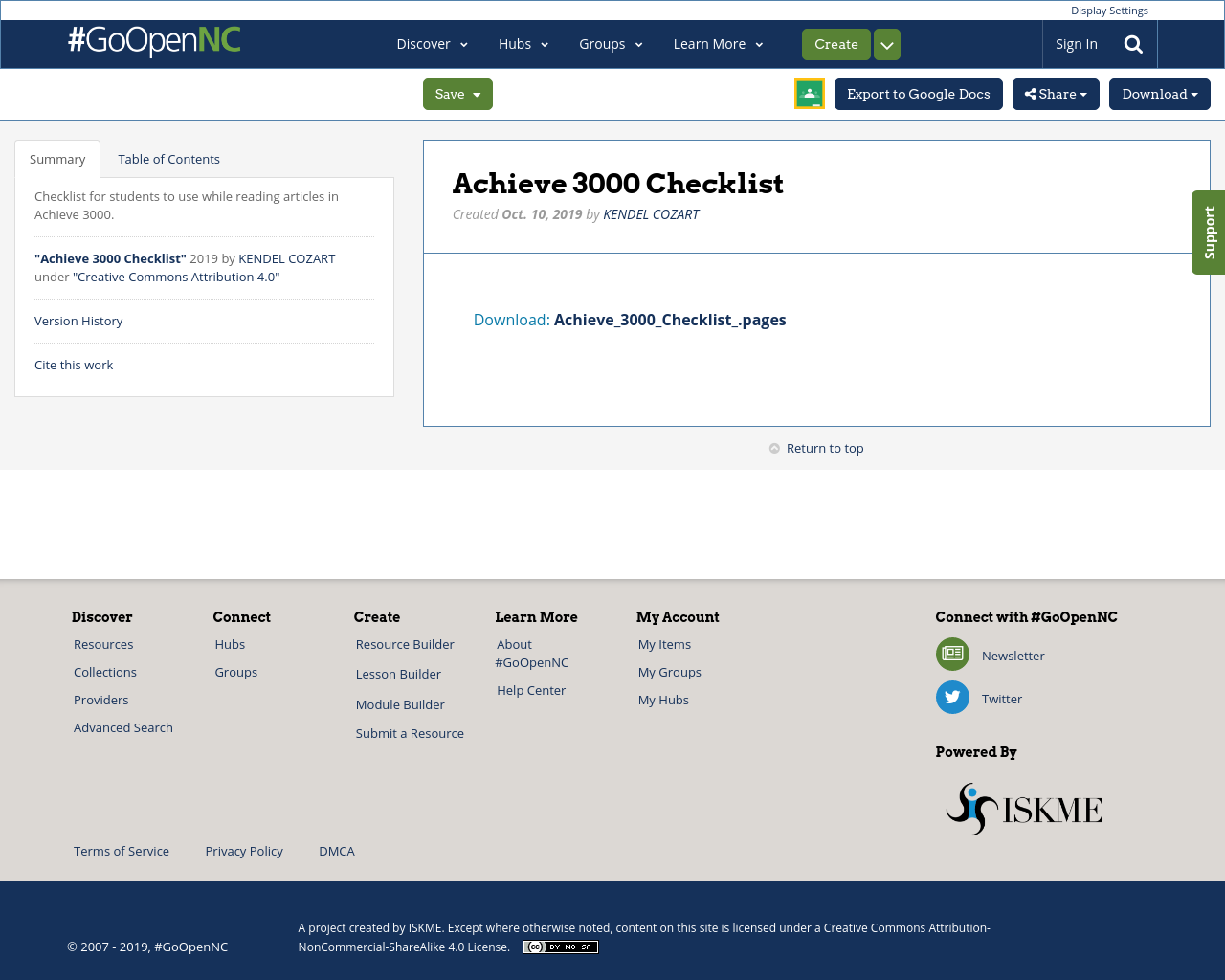 Achieve 3000 Checklist | Recent Activity | #GoOpenNC
