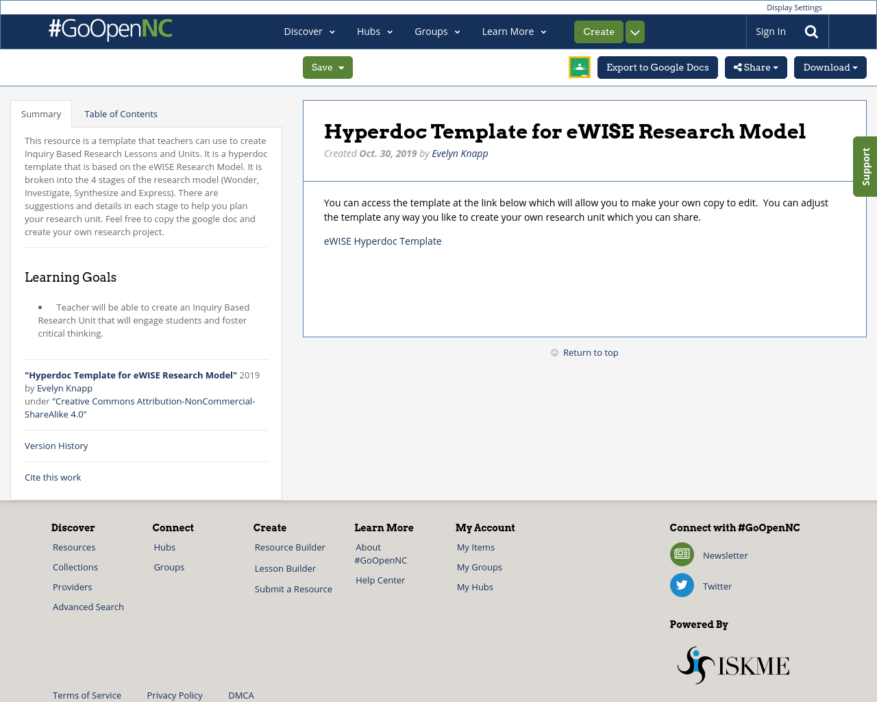 Hyperdoc Template for eWISE Research Model | Recent Activity | #GoOpenNC