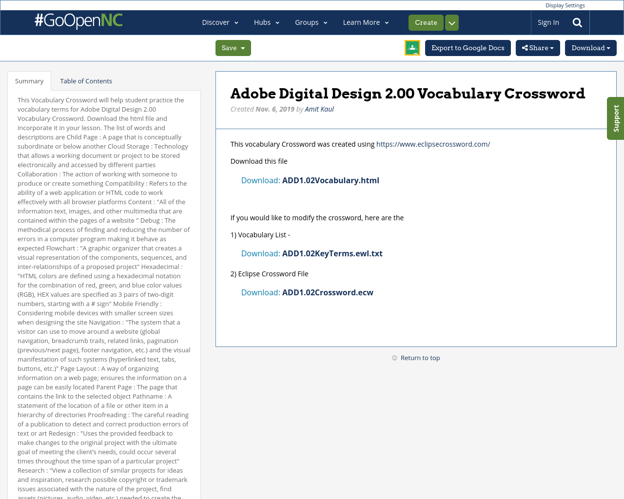 Adobe Digital Design 2.00 Vocabulary Crossword | Recent Activity | # ...