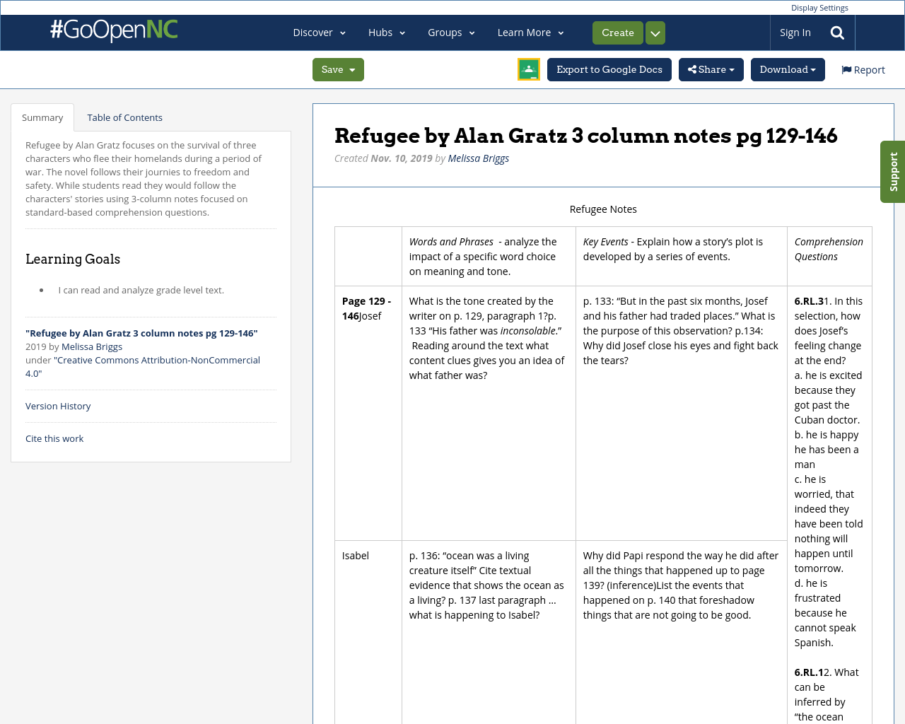 Refugee by Alan Gratz 3 column notes pg 129-146 | Recent Activity | # ...