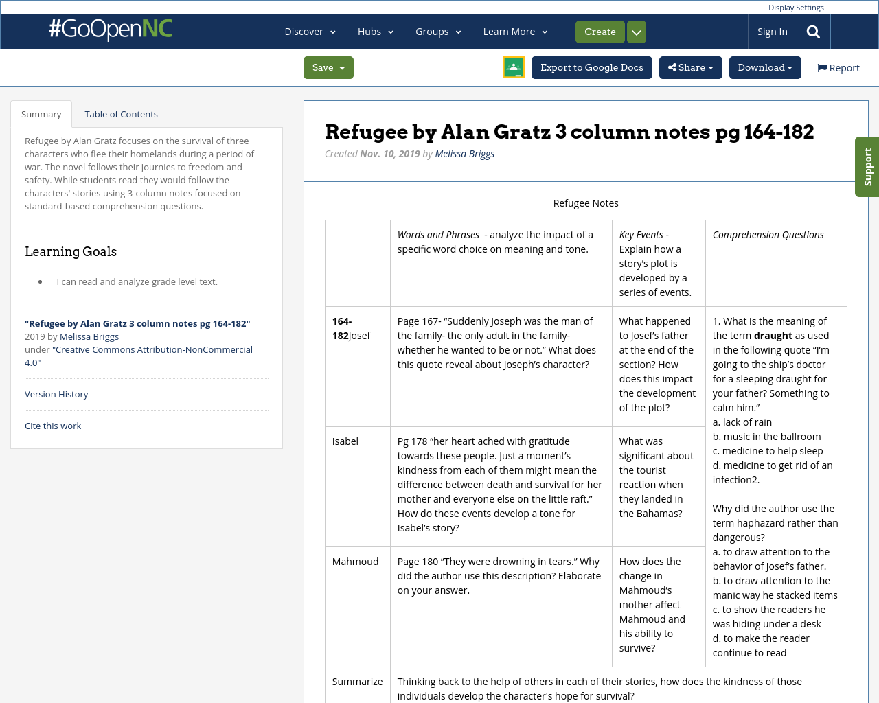 Refugee by Alan Gratz 3 column notes pg 164-182 | Recent Activity | # ...