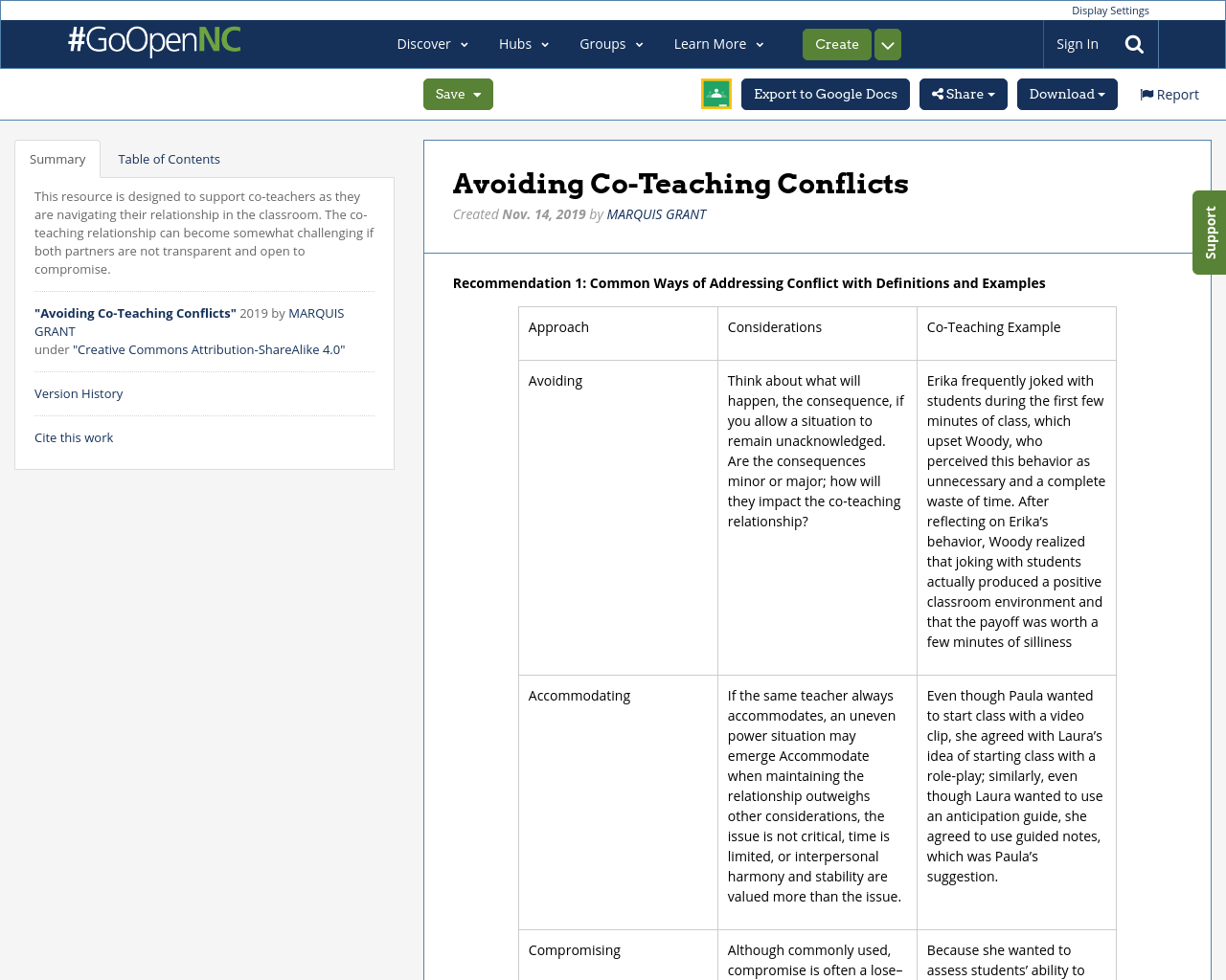 Avoiding Co-Teaching Conflicts | Recent Activity | #GoOpenNC