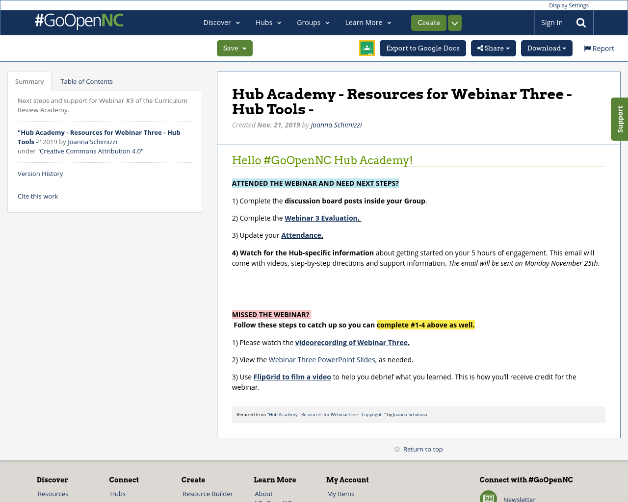Hub Academy Resources For Webinar Three Hub Tools Recent Activity Goopennc