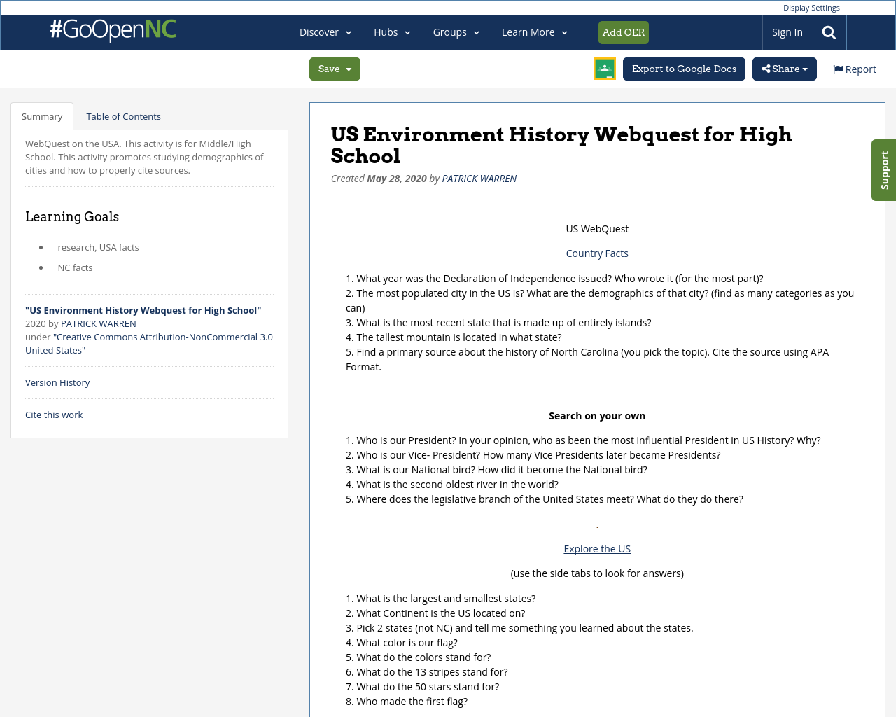 US Environment History Webquest for High School | Recent Activity | # ...